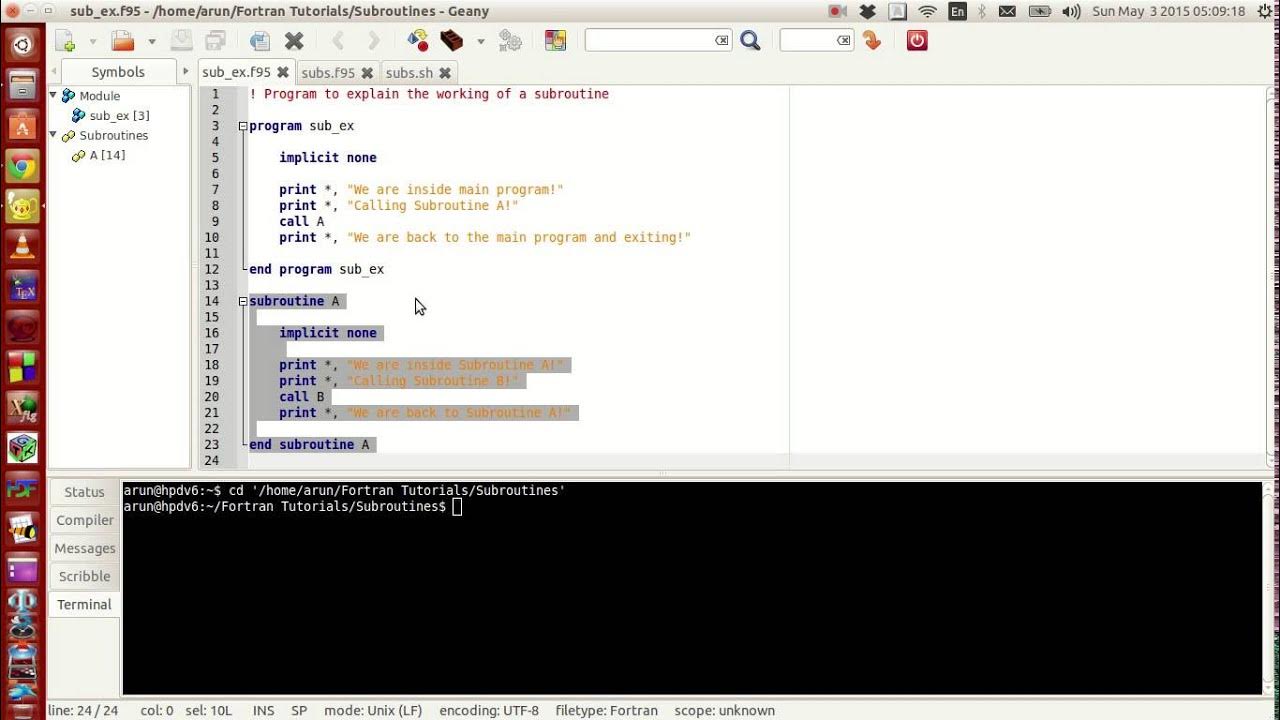 Fortran Programming Tutorials (Revised) : 035 : Introduction to subroutines and procedures - YouTube