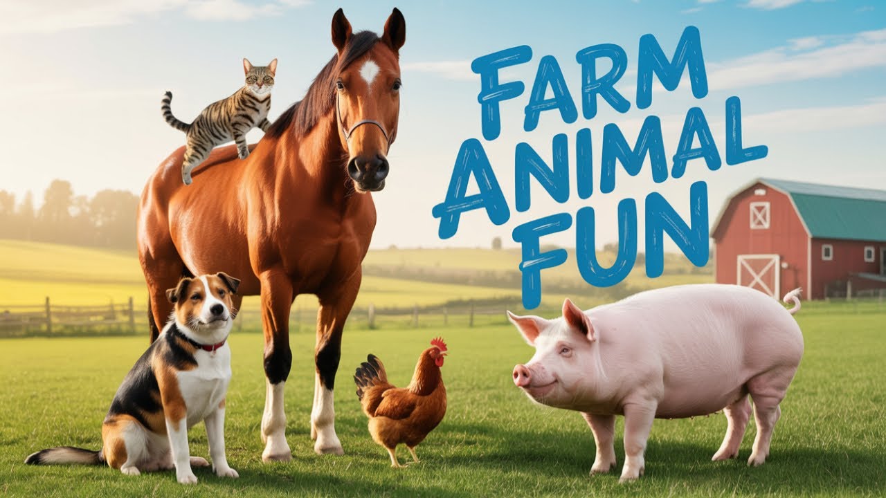 Farm Animal Fun: Meet the Cow, Horse, Cat, Dog, Chicken & Pig! - YouTube