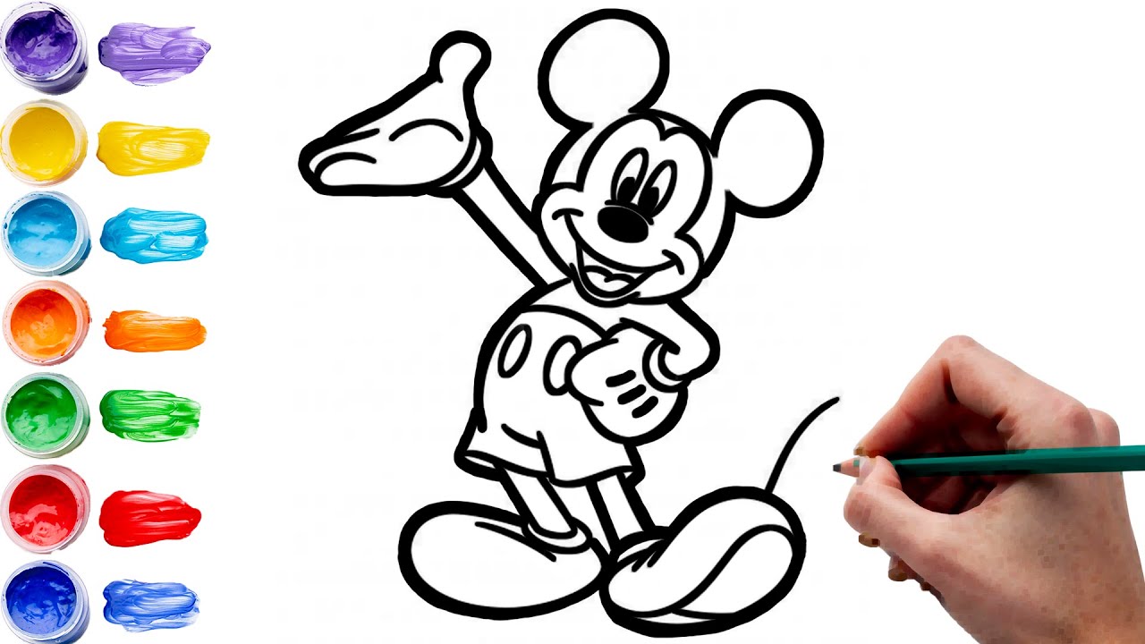 How to Draw Mickey Mouse : Draw Little Mickey Mouse Step by Step - YouTube
