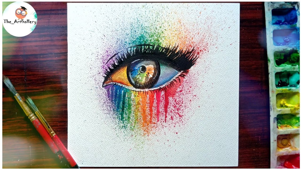 Creative Colourful eyes Drawing in Water colour ||step by step || The ...