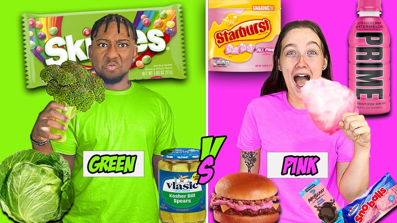 EATING ONLY ONE COLOR FOOD FOR 24 HOURS FOOD CHALLENGE - YouTube