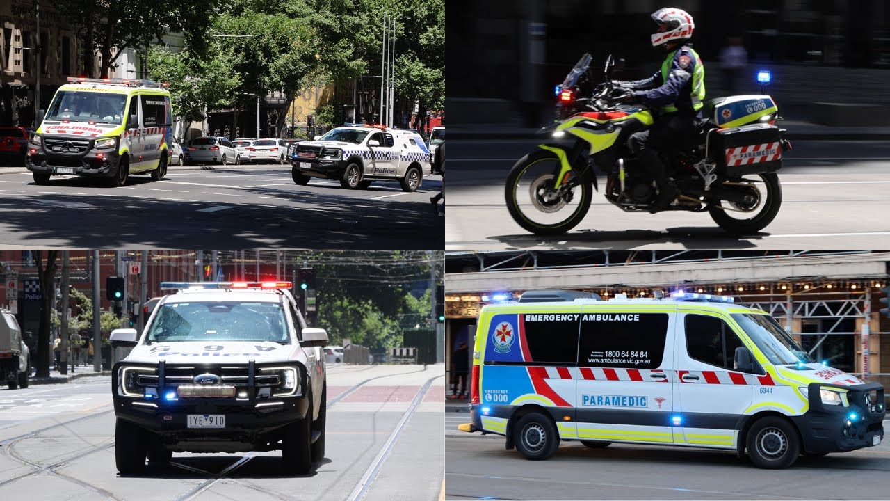VICPOL + AV | Various Ambulance + Police Vehicles Responding Code 1 to ...