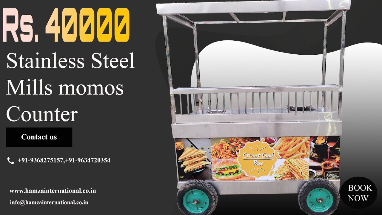stainless steel fast food thela food cart LED thela Chinese thela ...