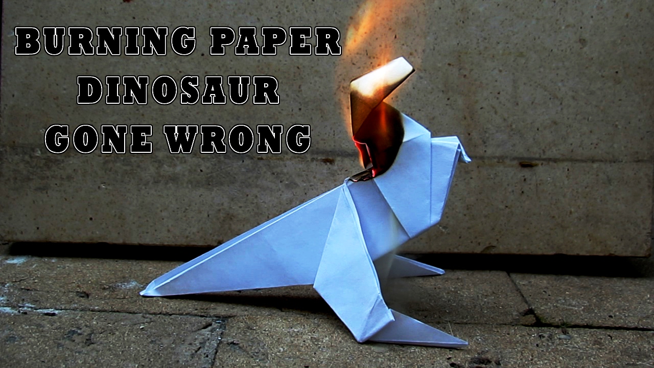 SATISFYING BURNING PAPER DINO ORIGAMI - Fire In Reverse Gone Wrong ...