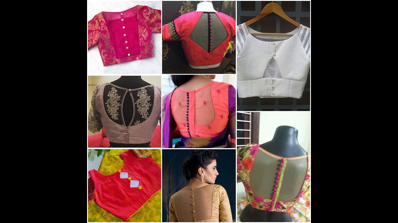 Top 30 Blouse back neck button designs||Blouse models - YouTube