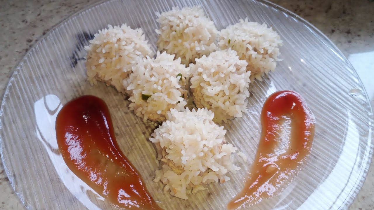 Very simple and easy Chicken Rice Balls Recipe.. - YouTube
