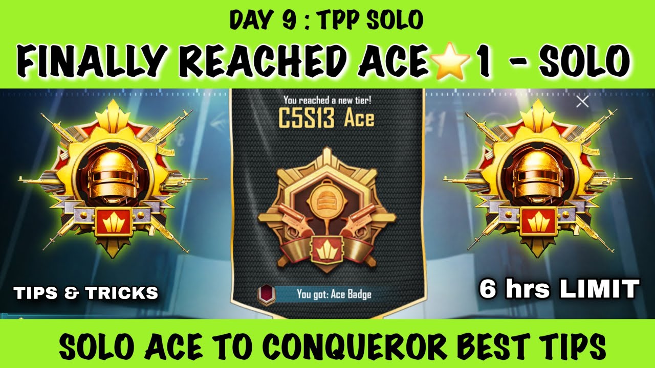 🇮🇳 DAY 9 : TPP SOLO ACE 1⭐️TO SOLO CONQUEROR . 🔥SOLO CONQUEROR BEST TIPS AND TRICKS - YouTube