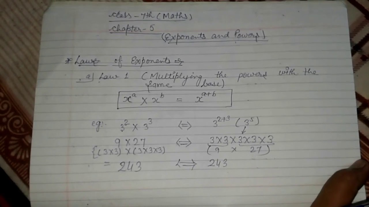 Class 7th Mathematics Chapter 5 (Exponents and Powers) - YouTube