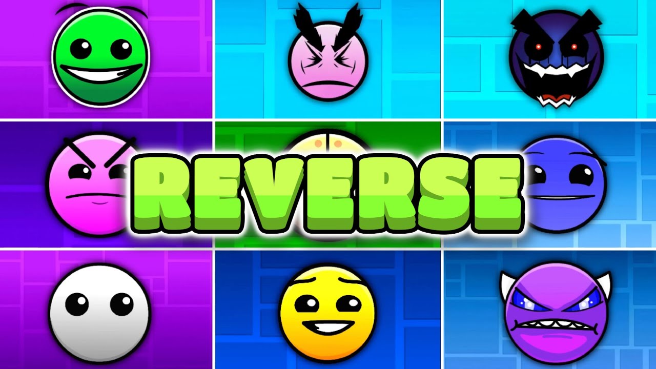 Geometry Dash ALL VERSIONS FIRE IN THE HOLE REVERSE - YouTube