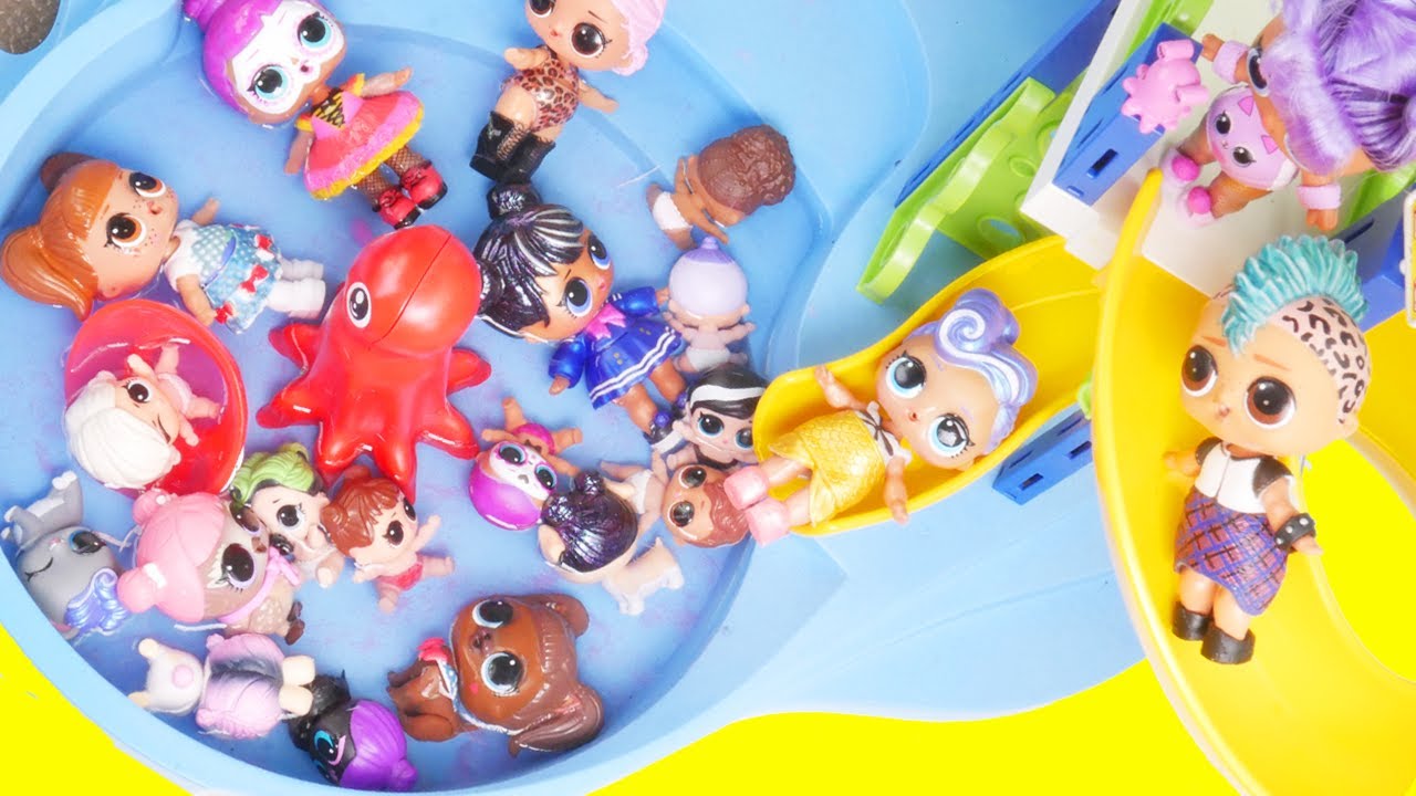 LOL OMG Makeover with DIY Build A Pools and Big Sister Hospital Doll ...