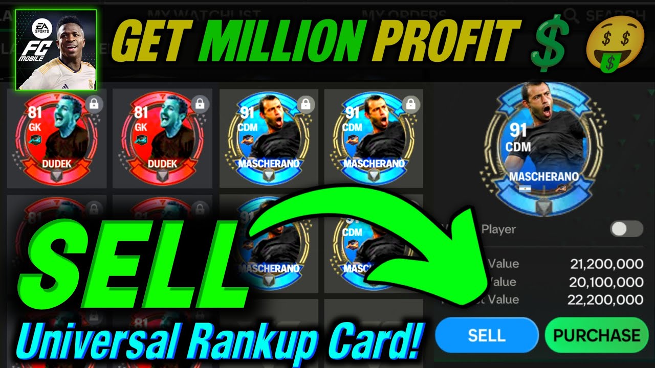 How To Sell MASCHERANO or DUDEK | Sell UNIVERSAL RANKUP CARD in FC ...