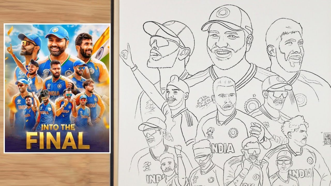 Team INDIA drawing 🇮🇳 || India World Cup 2024 || Rohit Sharma and Virat ...