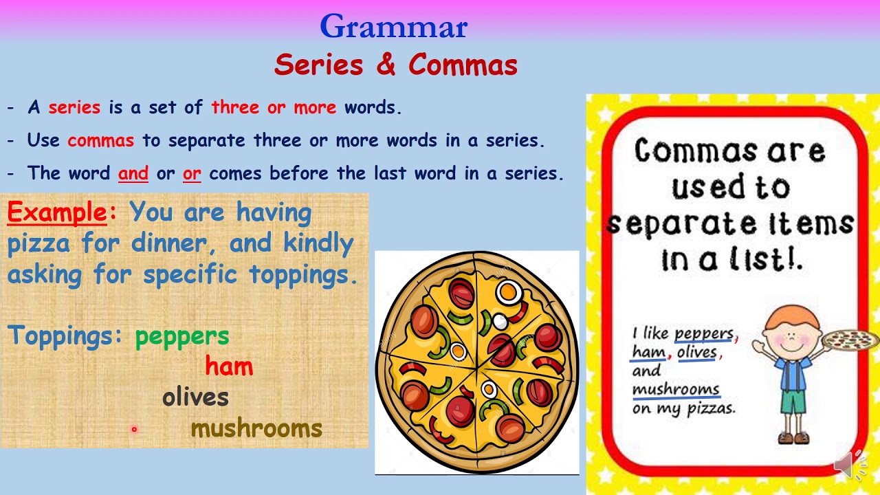 Grade 2 English Grammar Week 6 Commas in a Series - YouTube