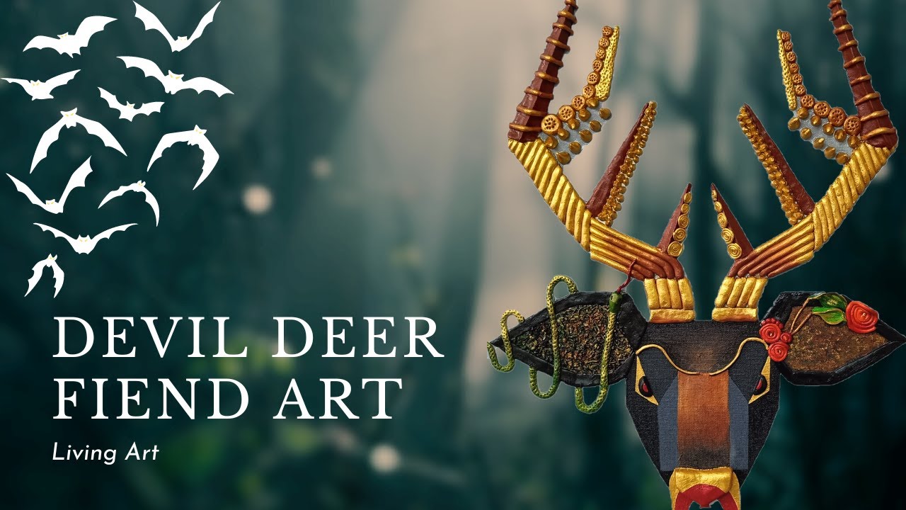 Devil Deer/Fiend/Diablo/Horns/Sculpture Clay Acrylic/Canvas Wall/Modern Art - YouTube