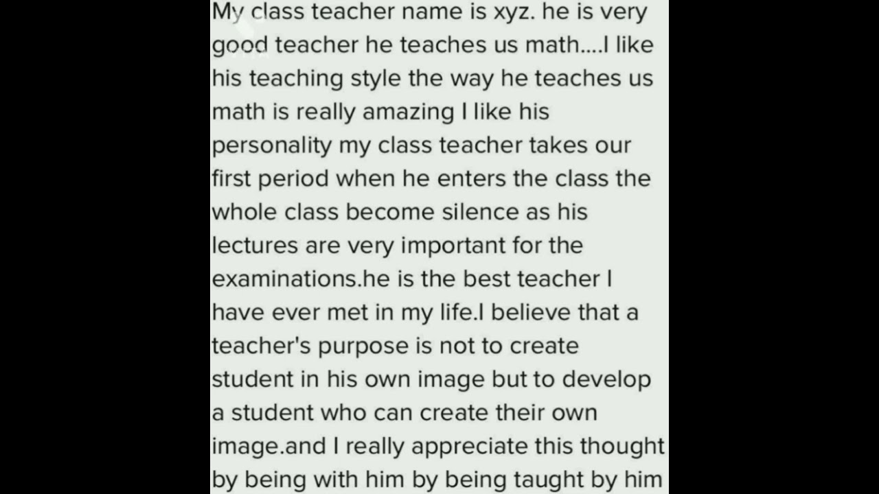 my class teacher essay - YouTube
