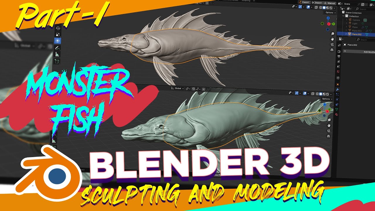 3d Blender Monster fish sculpting and Modeling - YouTube