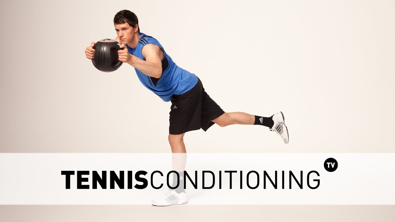 Alternating Single Leg Med Ball Trunk Rotations - YouTube