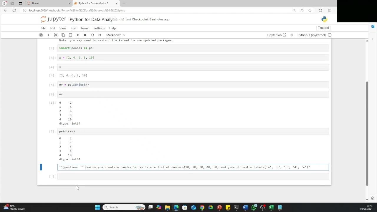Data Science Mastery 7 of 20 - Data Manipulation with Python Pandas - YouTube