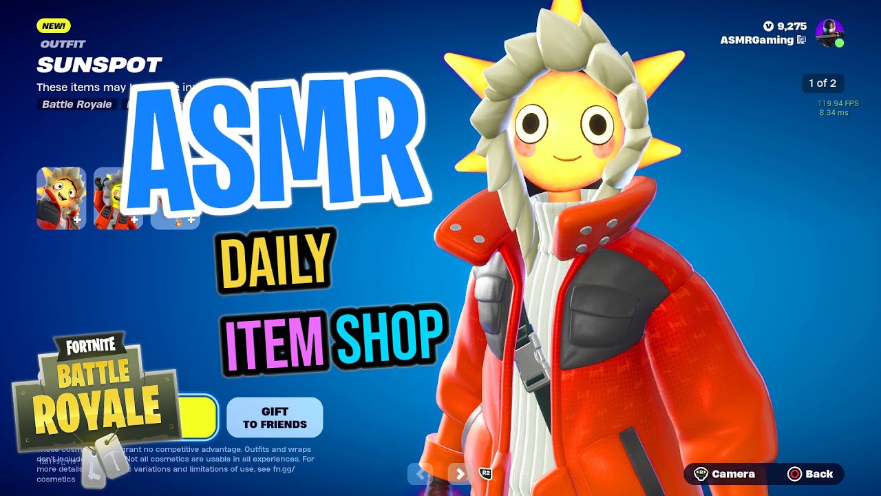 ASMR Fortnite NEW Sunspot Skin! Daily Item Shop 🎮🎧 Relaxing Whispering ...