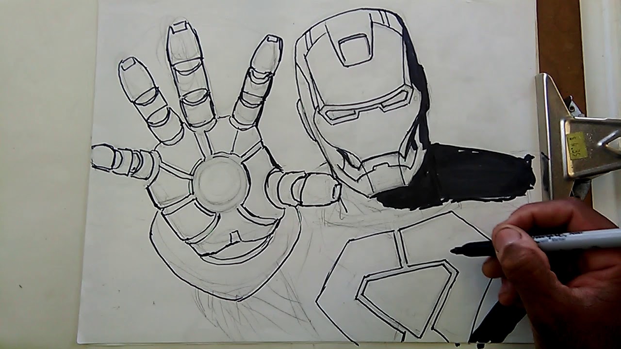 How to Draw IRON MAN: Pt. 2a (Interrupted) Video 4.5 - YouTube
