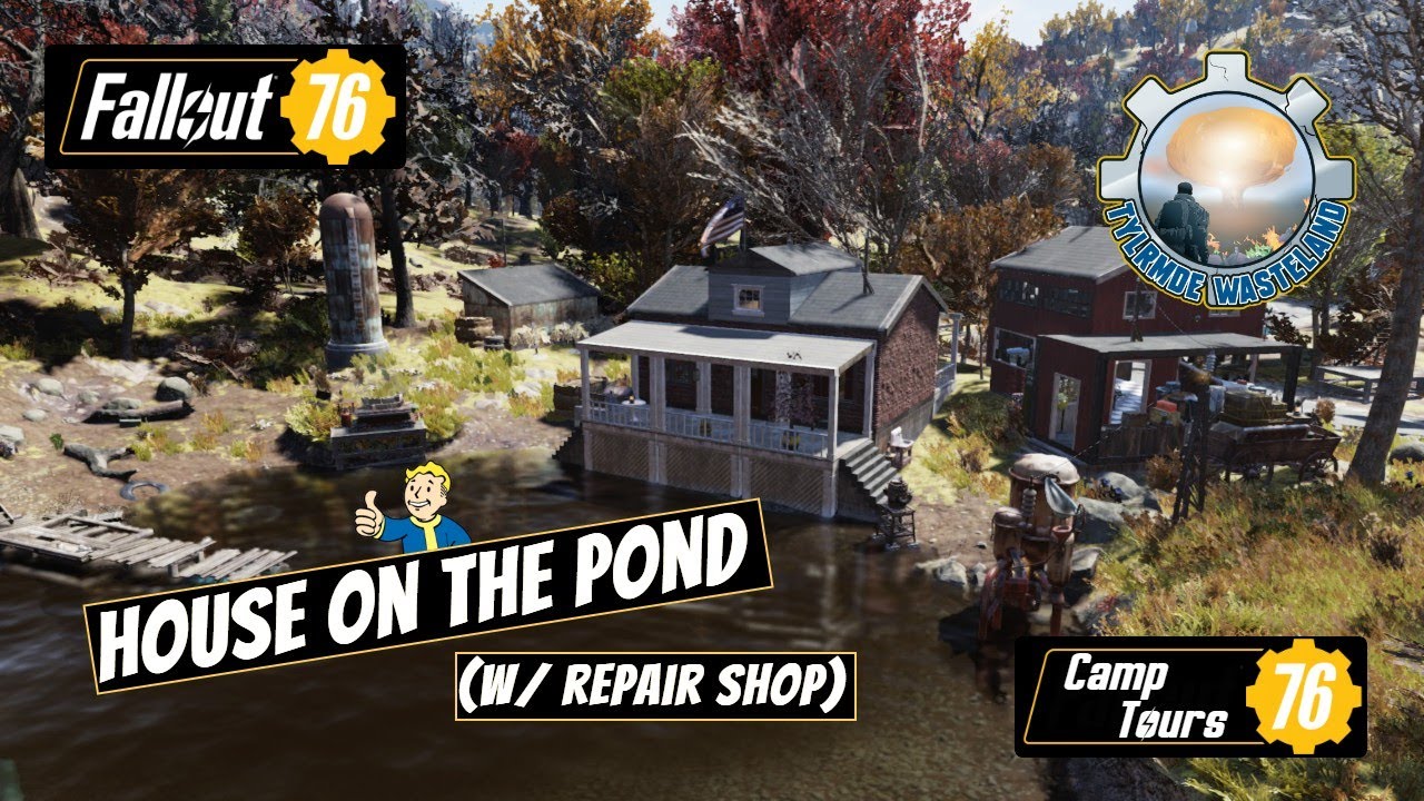Fallout 76 - House on the Pond (w/ Repair Shop) - YouTube