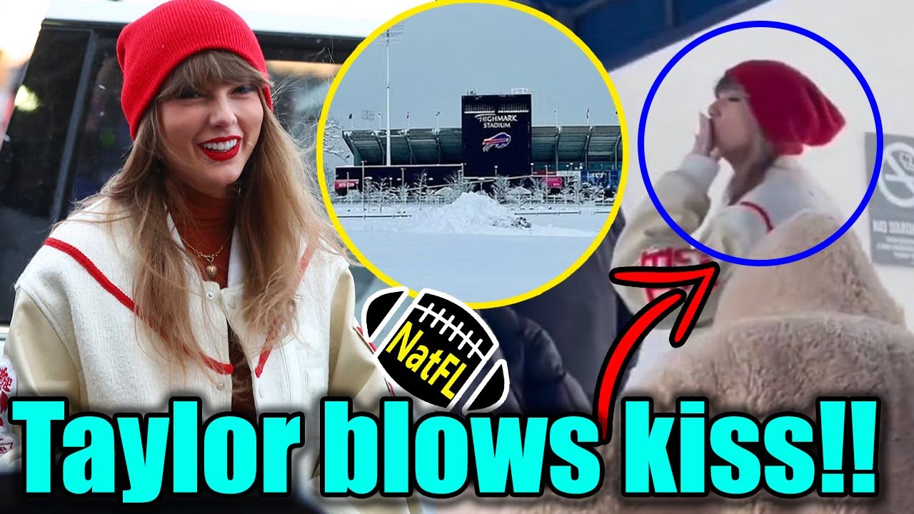 Taylor Swift is at Chiefs vs. Bills playoff game, blows kiss as she ...