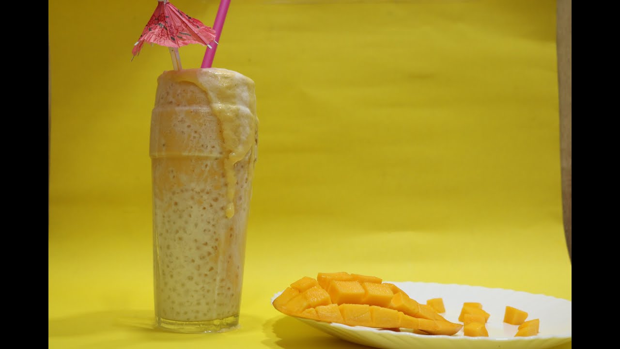 Mango Ice Cream Shake with Sago | Mango Shake Recipe | Mango shake with ...