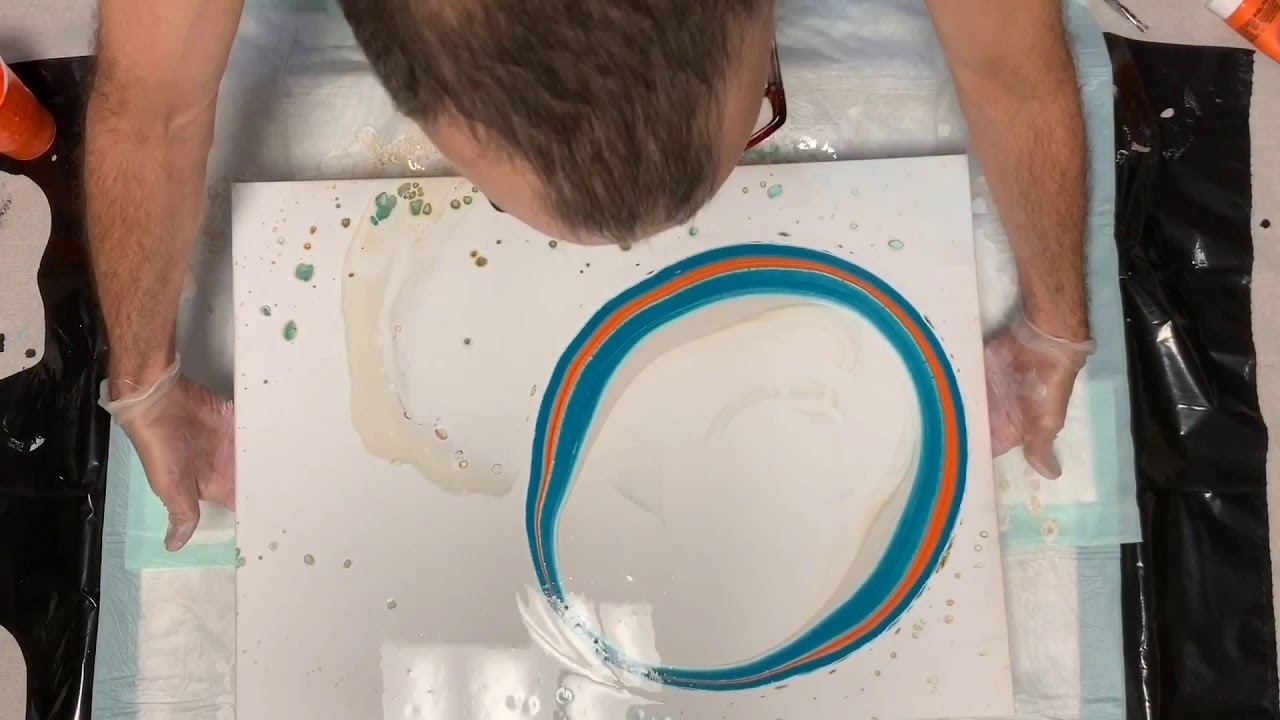 Double Puddle Dump and Swirl with metallic orange and aquamarine! - YouTube