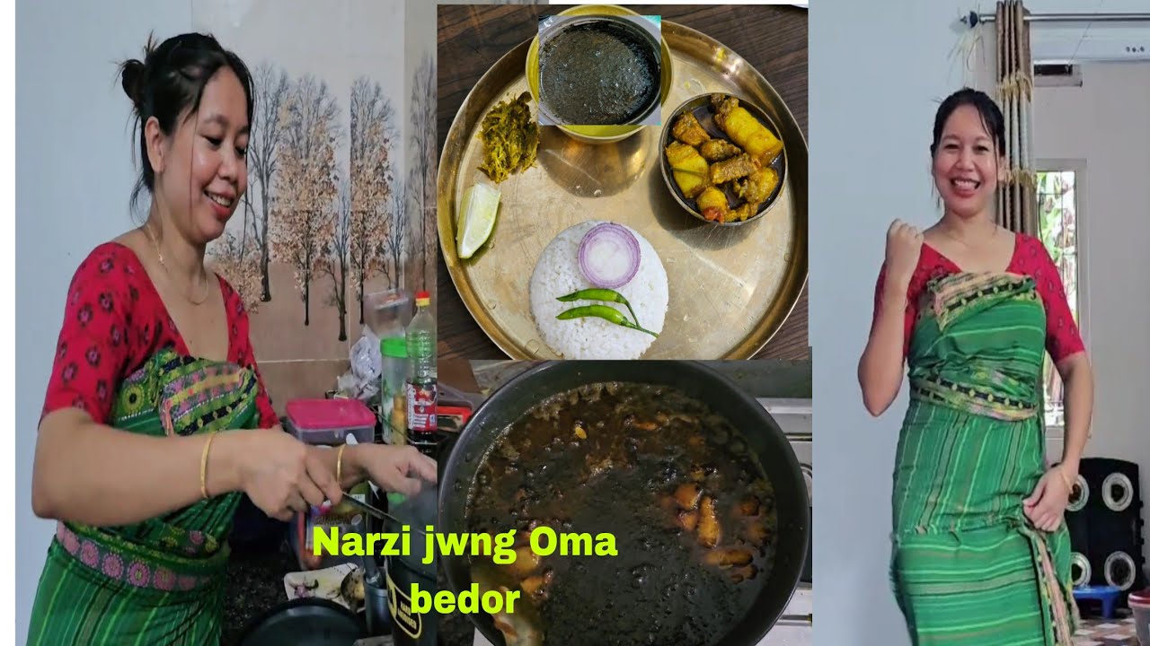 Narzi jwng Oma bedor // Fork with Dried jute leaves // Wngkri ...