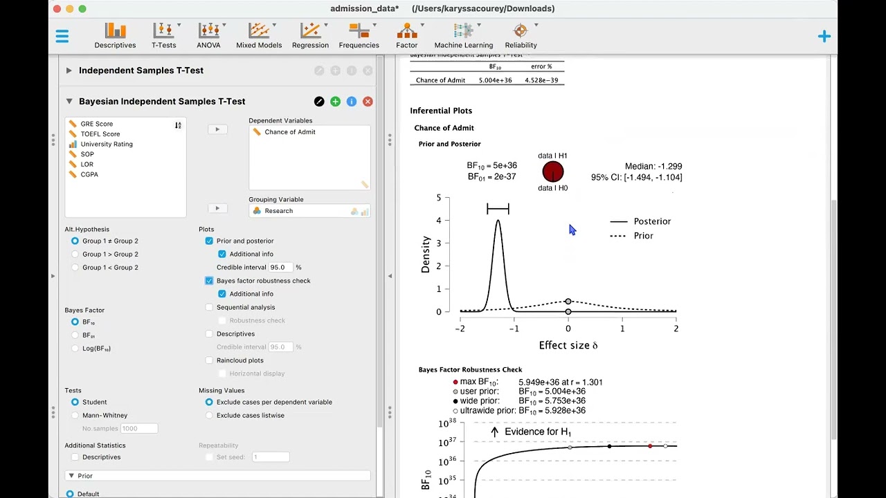 Jasp Tutorial Frequentist And Bayesian T Test Youtube