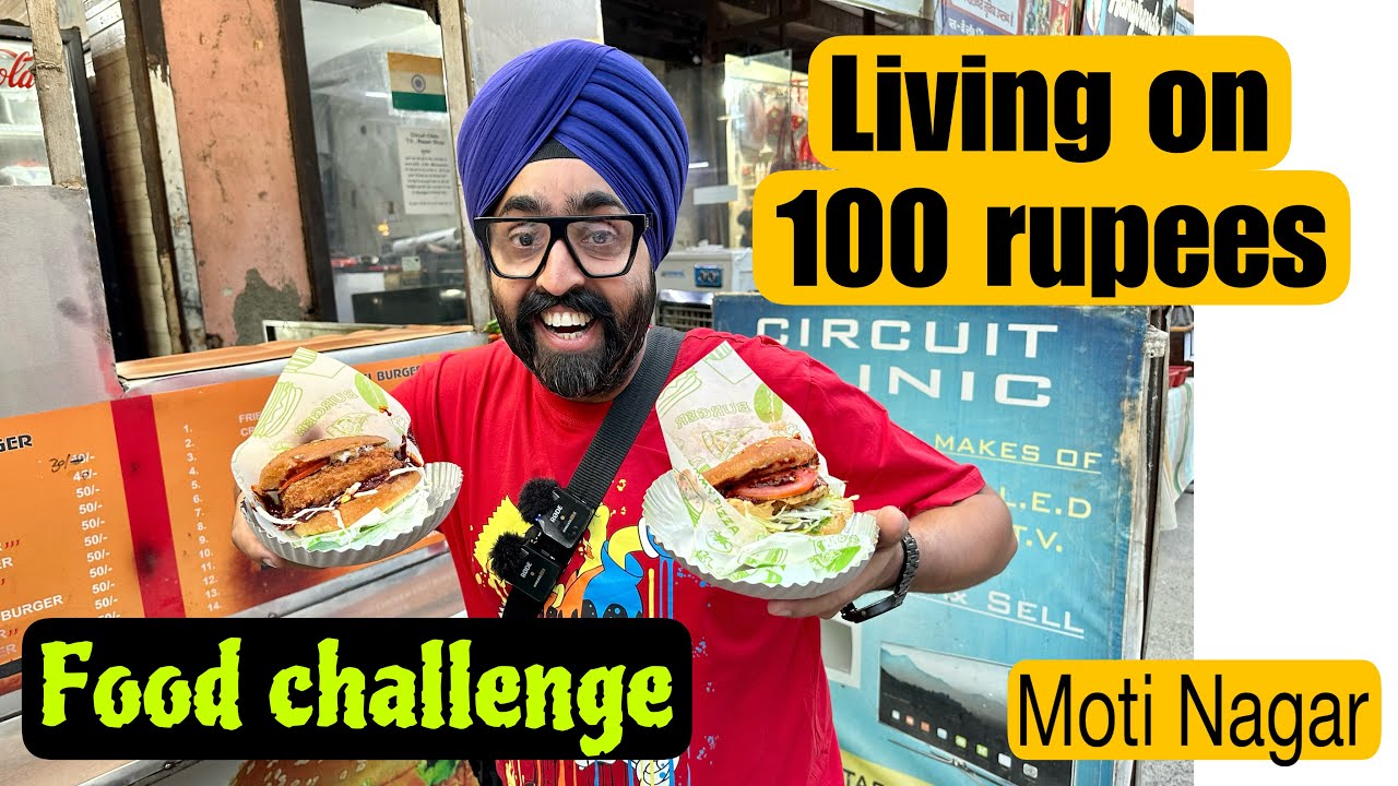 Living On 100 RUPEES Food Challenge In Moti Nagar 🤩 Best Food Options ...