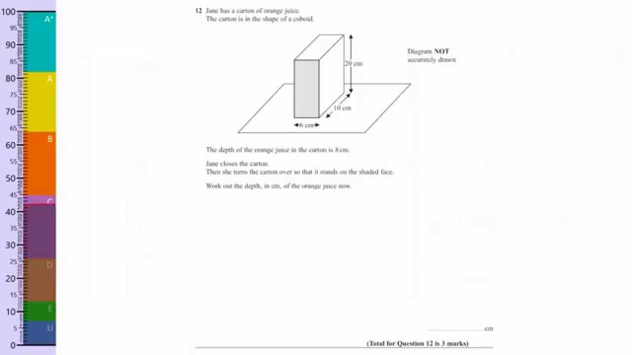 Q12 (Functional Volume) June 2012 Edexcel Maths GCSE Paper Higher Paper ...