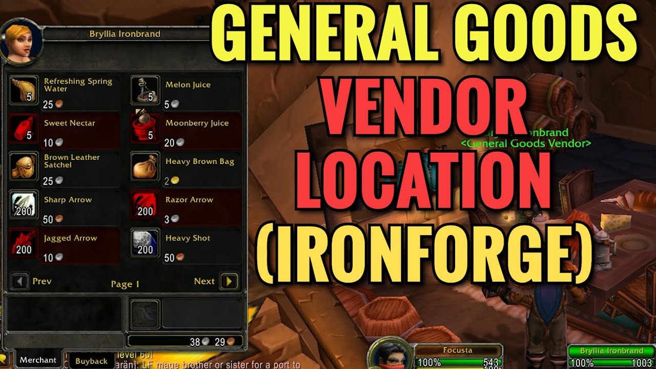 Ironforge General Goods Vendor Location - WoW Classic - YouTube