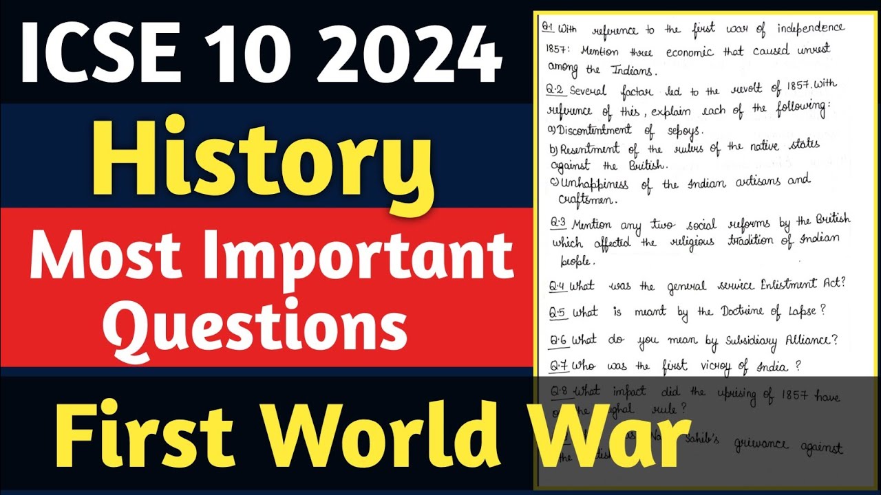 First World War ICSE Class 10 History | ICSE Class 10 History 2024 Most ...