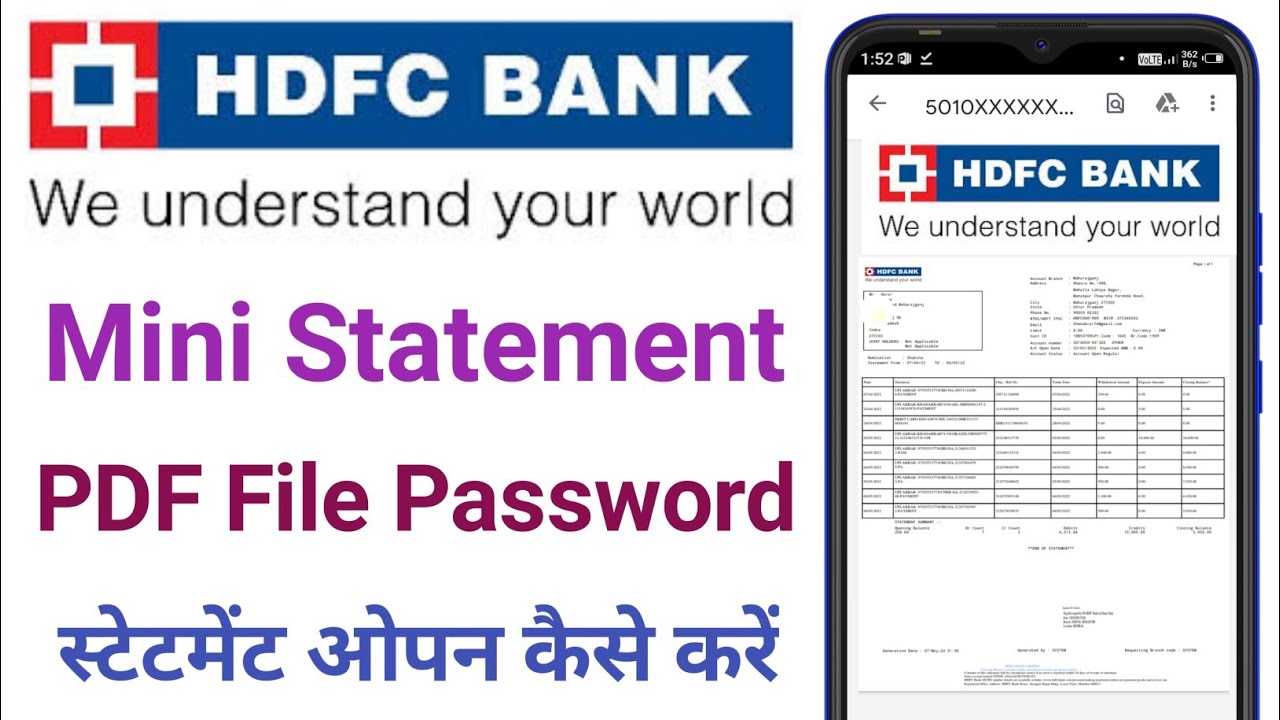hdfc bank mini statement pdf password | HDFC Bank Account Mini ...