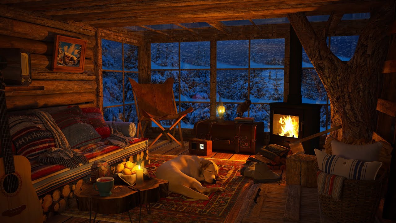 Cozy TREE HOUSE Ambience | Cold WINTER night in the Treehouse with ...