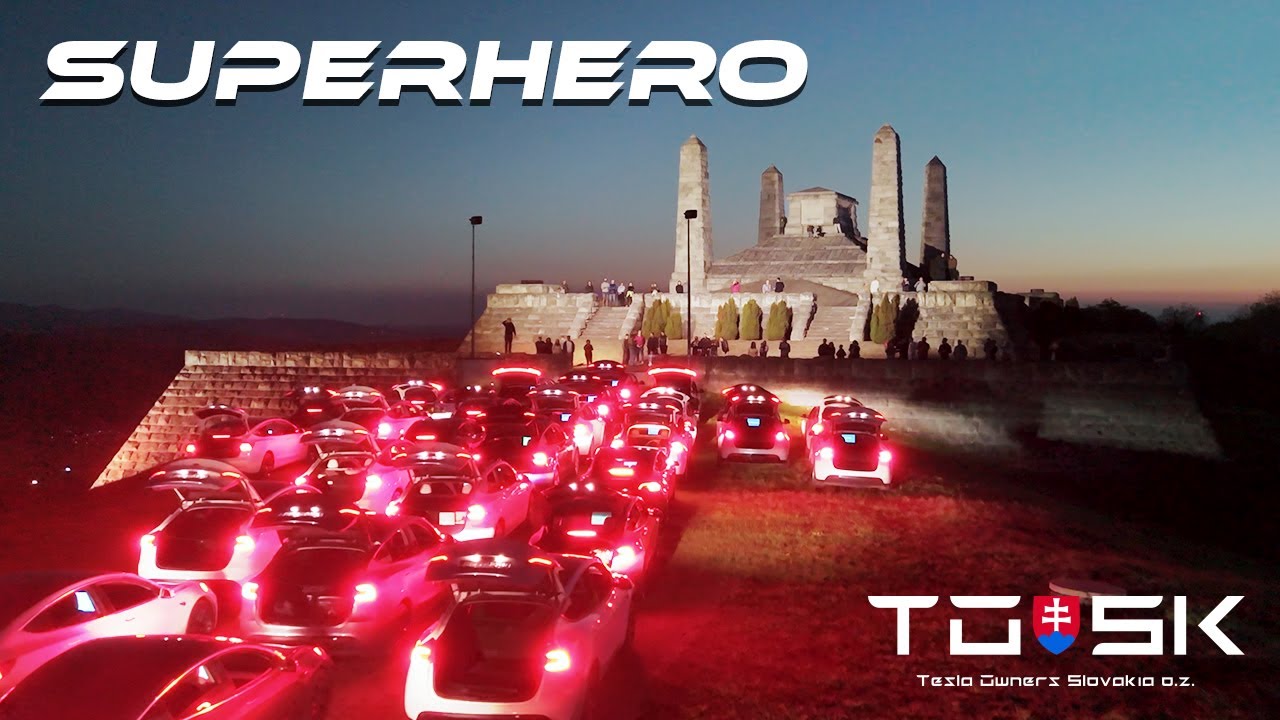 Superhero Light Show 2025 - Tesla Owners Slovakia - YouTube