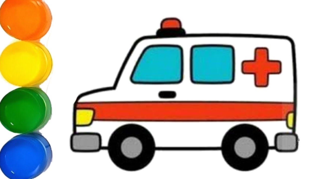 Ambulance Drawing For kids and Colour painting for kids - YouTube