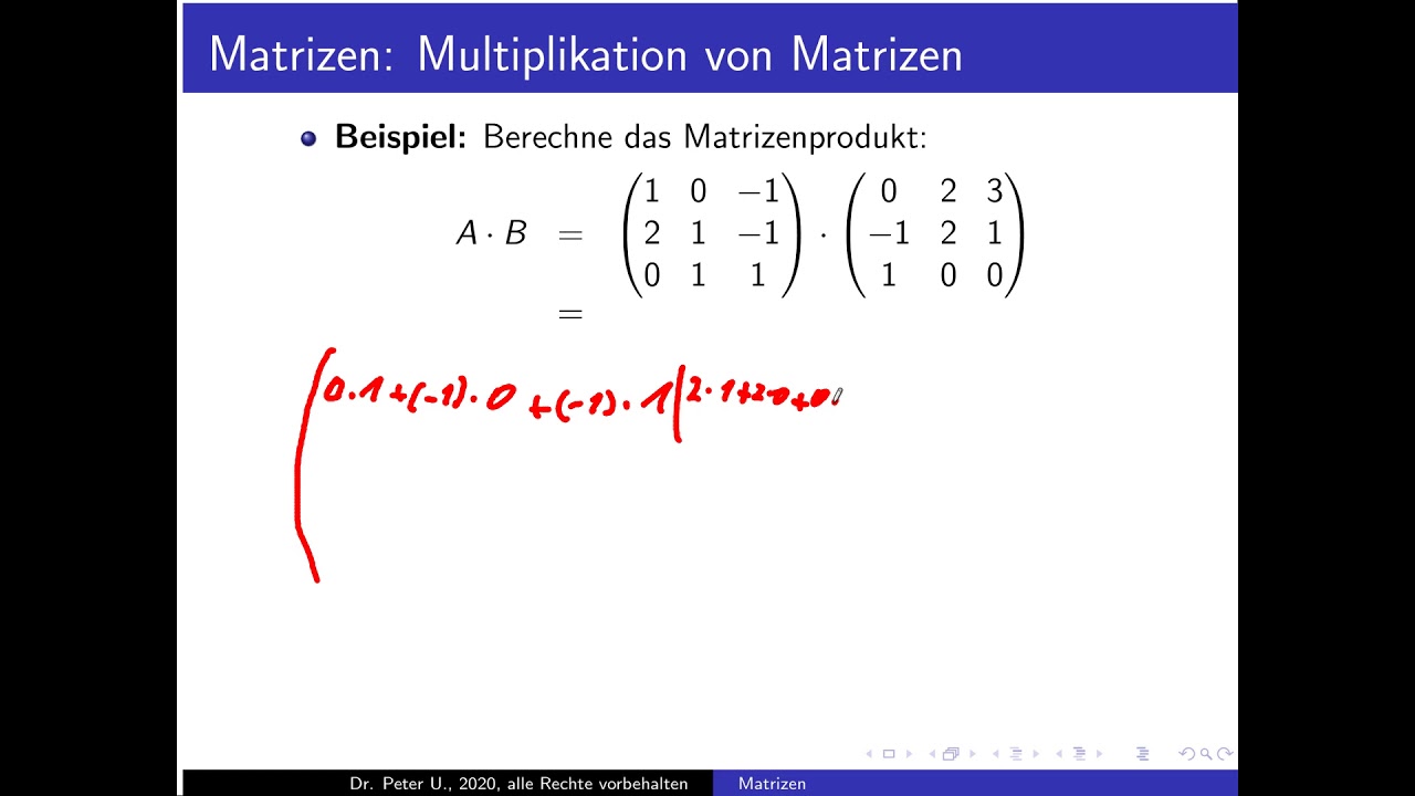Matrizen, Folge 11: Multiplikation von Matrizen: Beispiele - YouTube