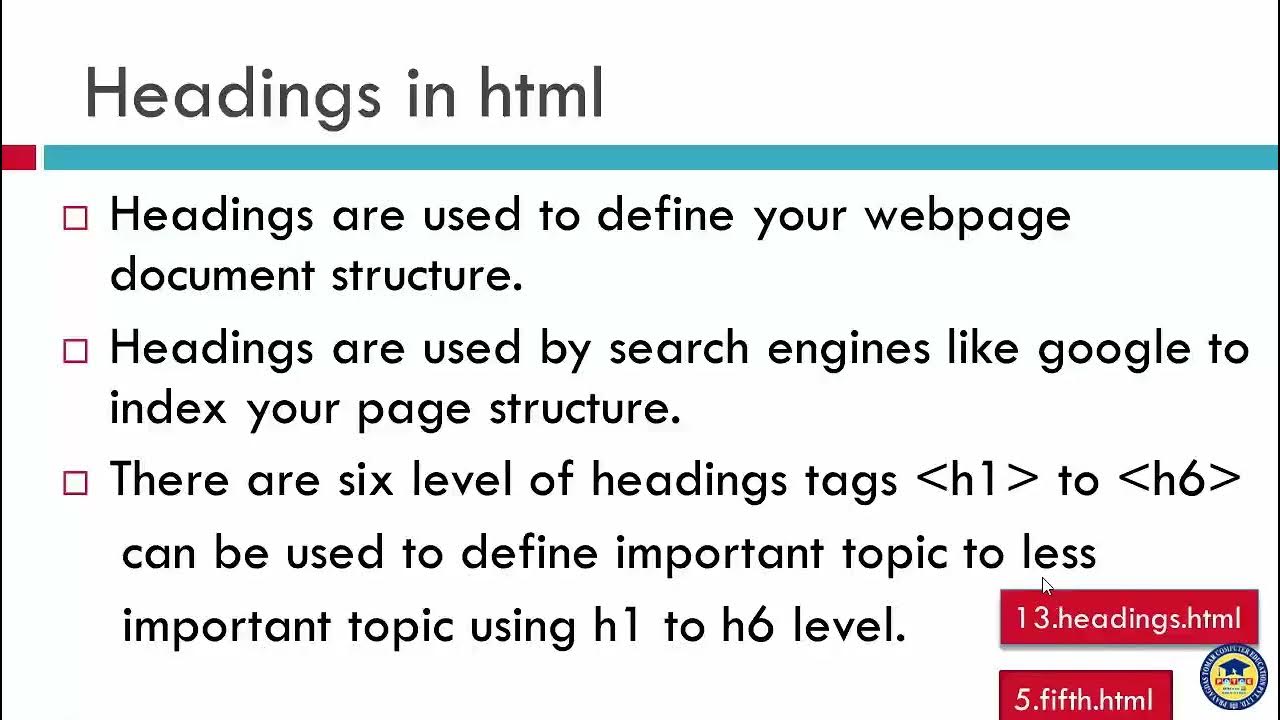 part 18 html heading tags - YouTube