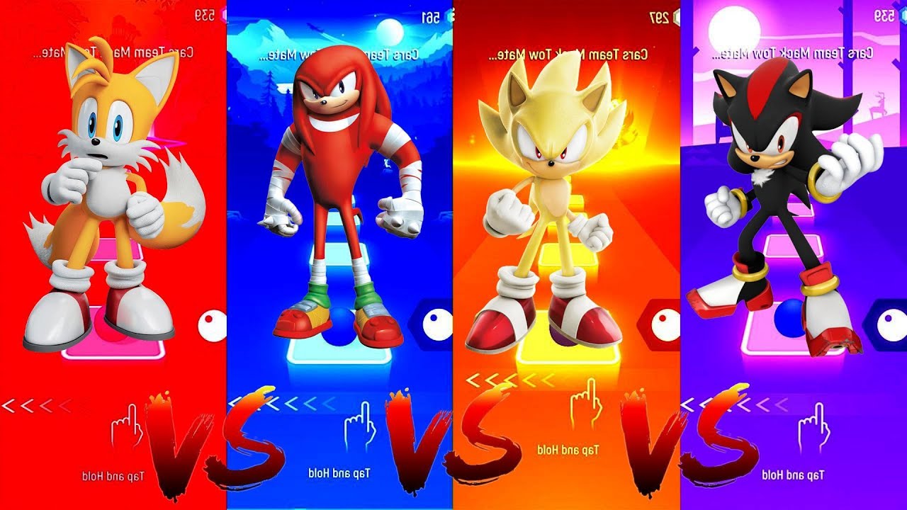 Tails vs Knuckles vs Super Sonic vs Shadow | Tiles Hop Edm Rush - YouTube