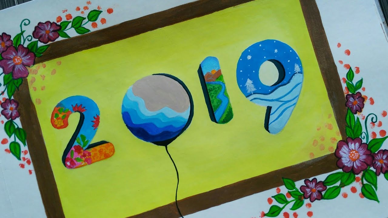 Border and corner design 2019 - 3D Card || drawing || School project ...