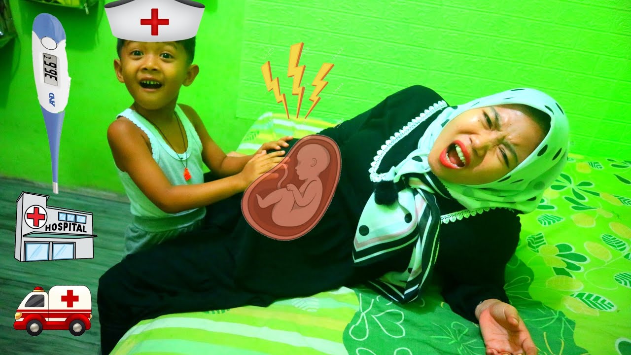 ibu hamil lucu perut gendut melahirkan di tolong dokter kecil ganteng - YouTube