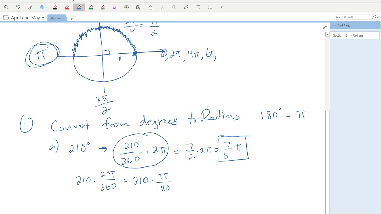 Algebra 2 13.1 Lesson - Radians - YouTube