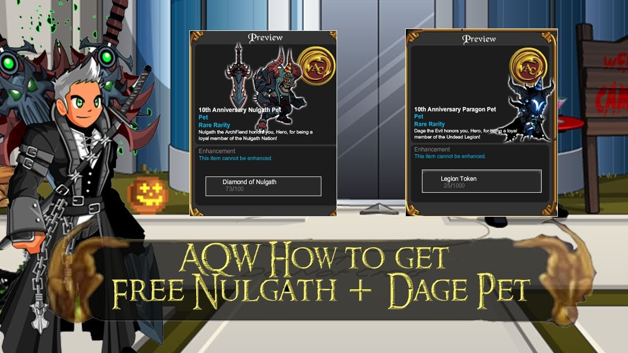 AQW 10th Birthday Free Nulgath and Dage Quest Pets - YouTube