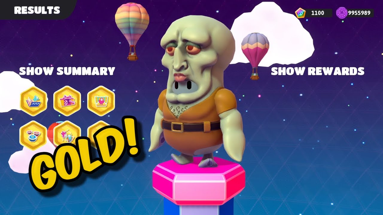 Fall Guys Golden Win: Handsome Squidward - YouTube