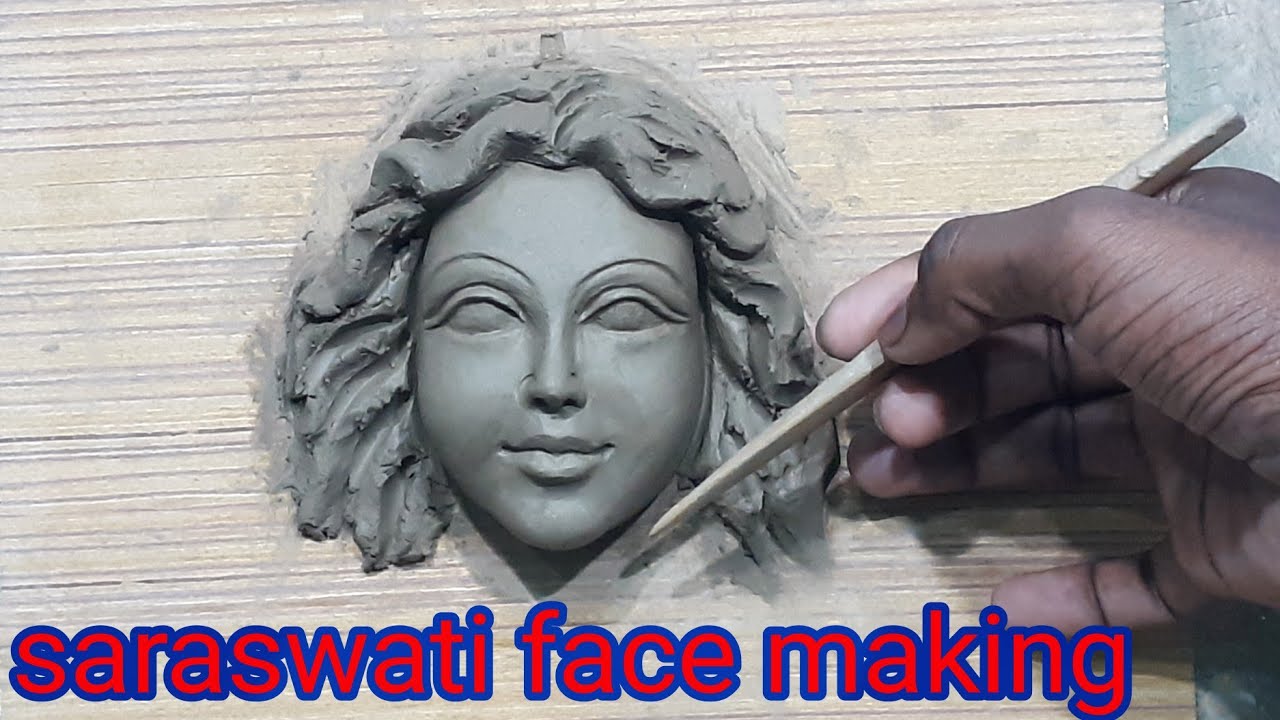 How to make a face with clay || saraswati face making - YouTube