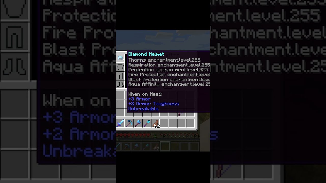 minecraft op enchantment for helmet #short - YouTube
