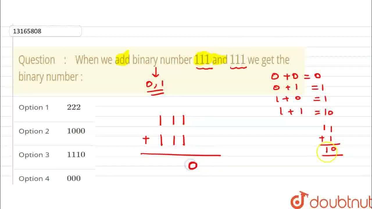 When we add binary number 111 and 111 we get the binary number : | CLASS 12 | SEMI CONDUCTOR DEV ...