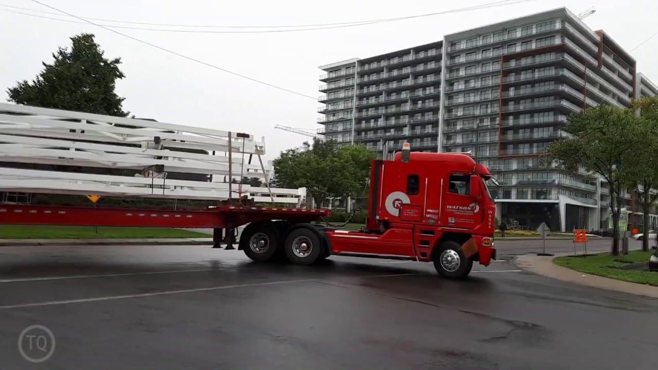Trucks oversize steel beam delivery - YouTube